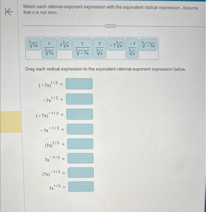 Solved Match each rational-exponent expression with the | Chegg.com