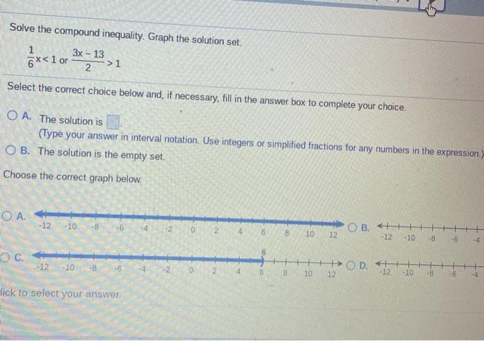 Solved Solve the compound inequality. Graph the solution | Chegg.com