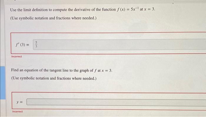 Solved Use the limit definition to compute the derivative of | Chegg.com