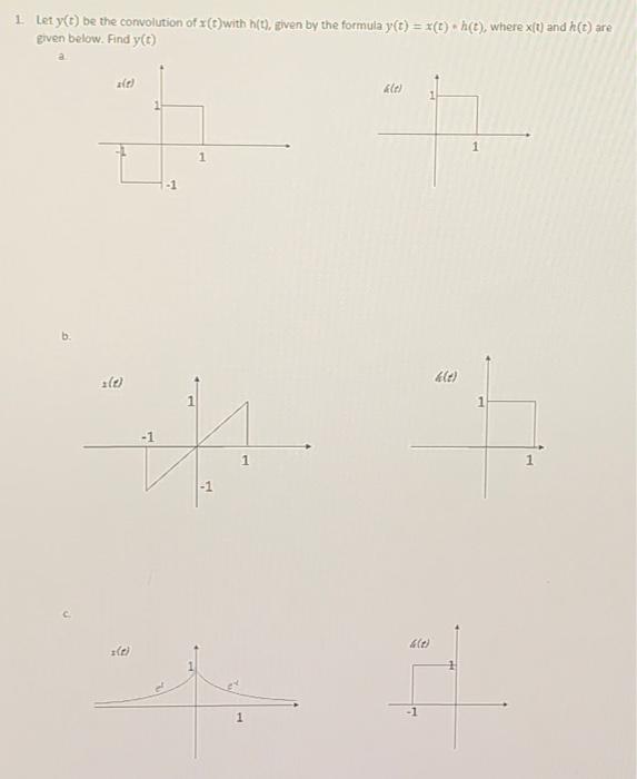 Solved 1. Let y(t) be the convolution of x(t) with h(t), | Chegg.com