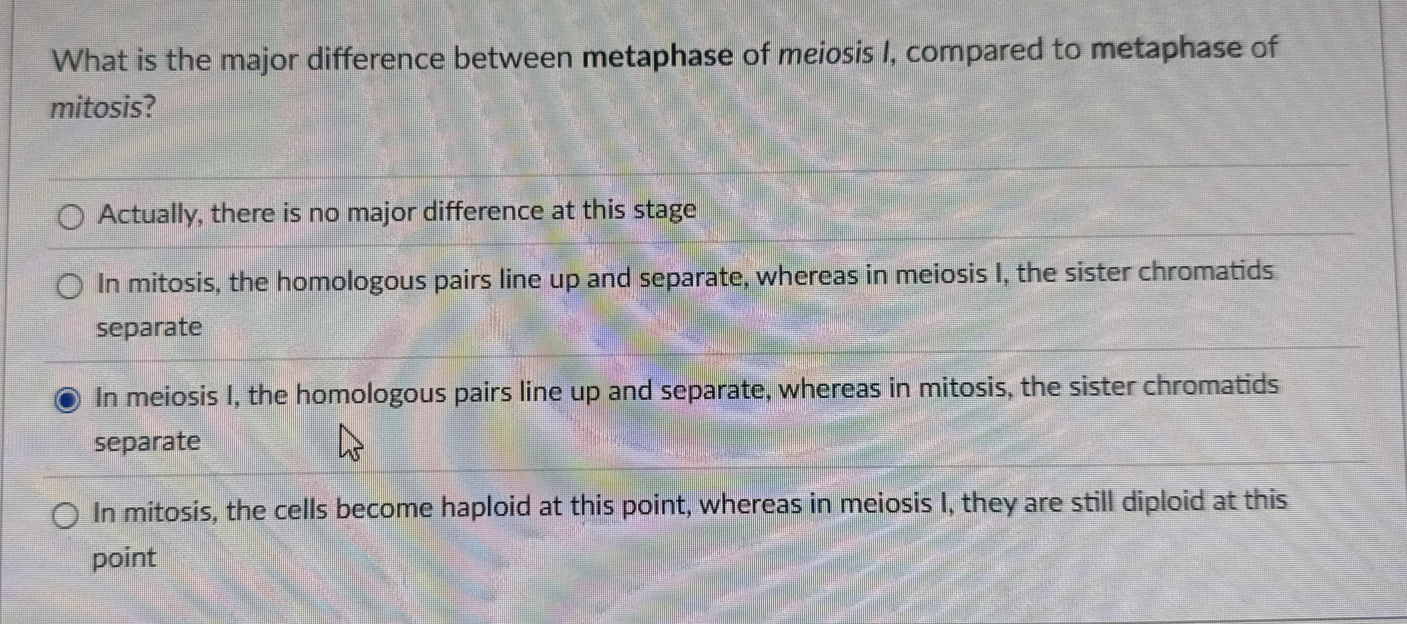 What is the major difference between metaphase of | Chegg.com