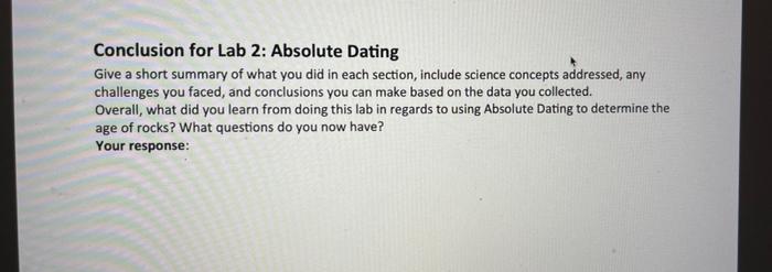 Solved Lab Questions for Lab 2: Absolute Dating Activity 1: | Chegg.com