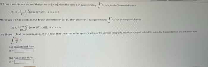 Solved Use these to find the minimum integer n such that the | Chegg.com