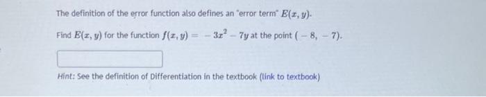Solved The definition of the error function also defines an | Chegg.com