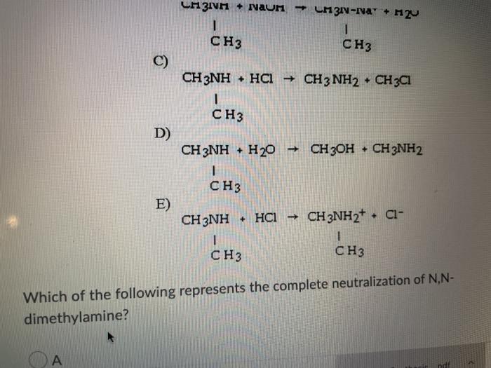 Solved LAZIM + Naum 1 CH3 LH3-NA' + H2U 1 CH3 C) CH3NH + HCl | Chegg.com