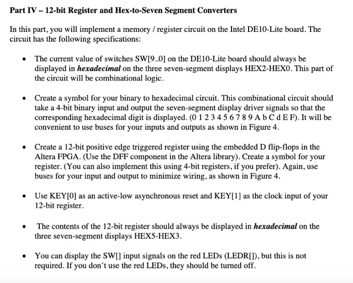 Part IV - 12-bit Register and Hex-to-Seven Segment | Chegg.com