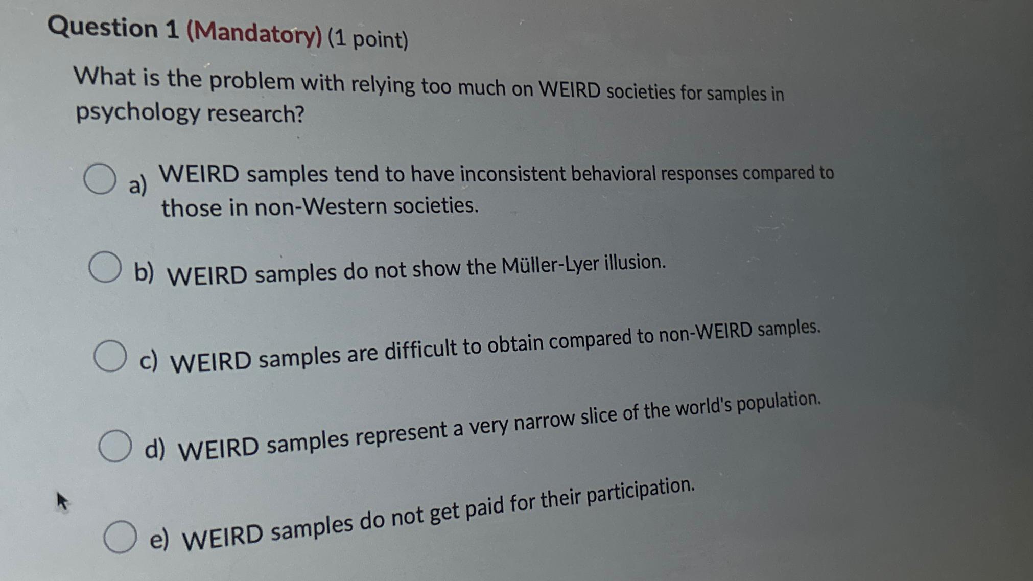 Solved Question 1 (Mandatory) (1 ﻿point)What is the problem | Chegg.com