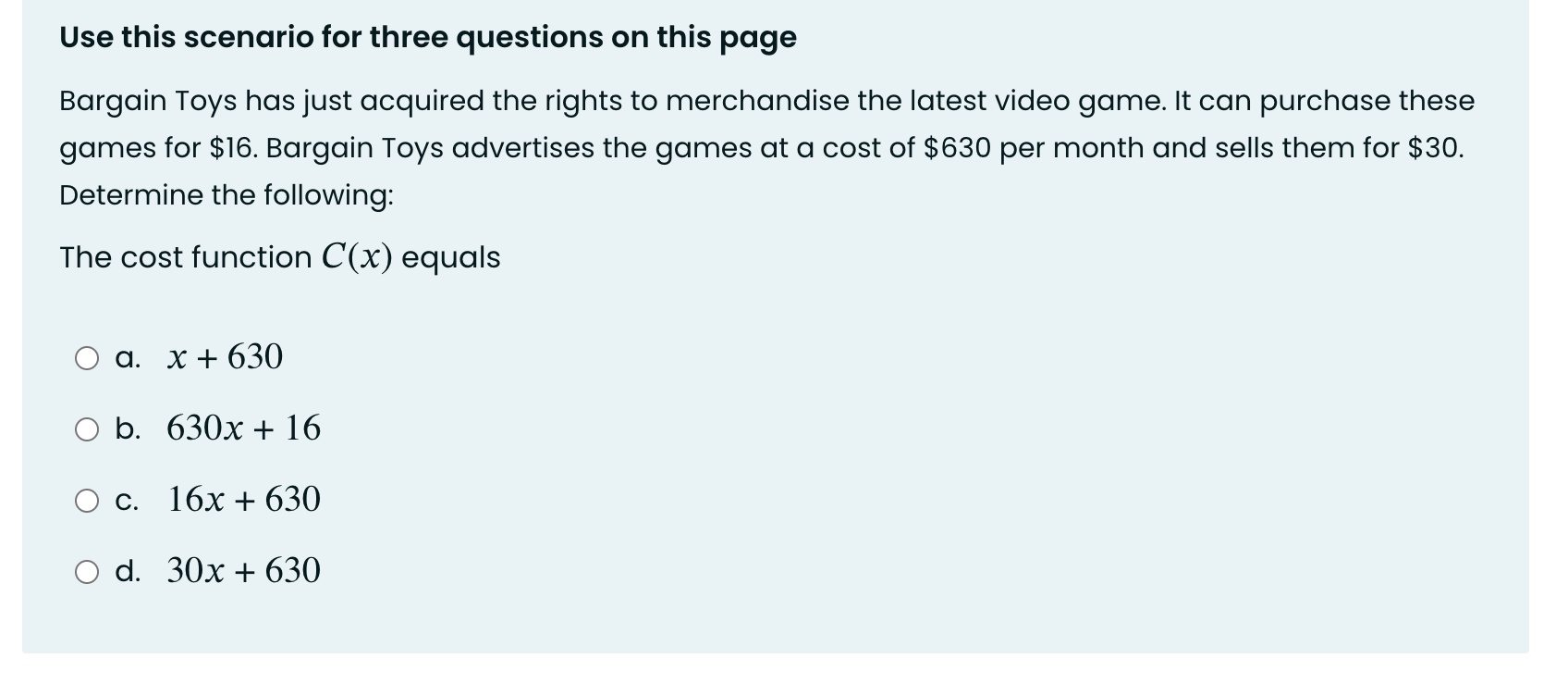 Solved Use this scenario for three questions on this | Chegg.com