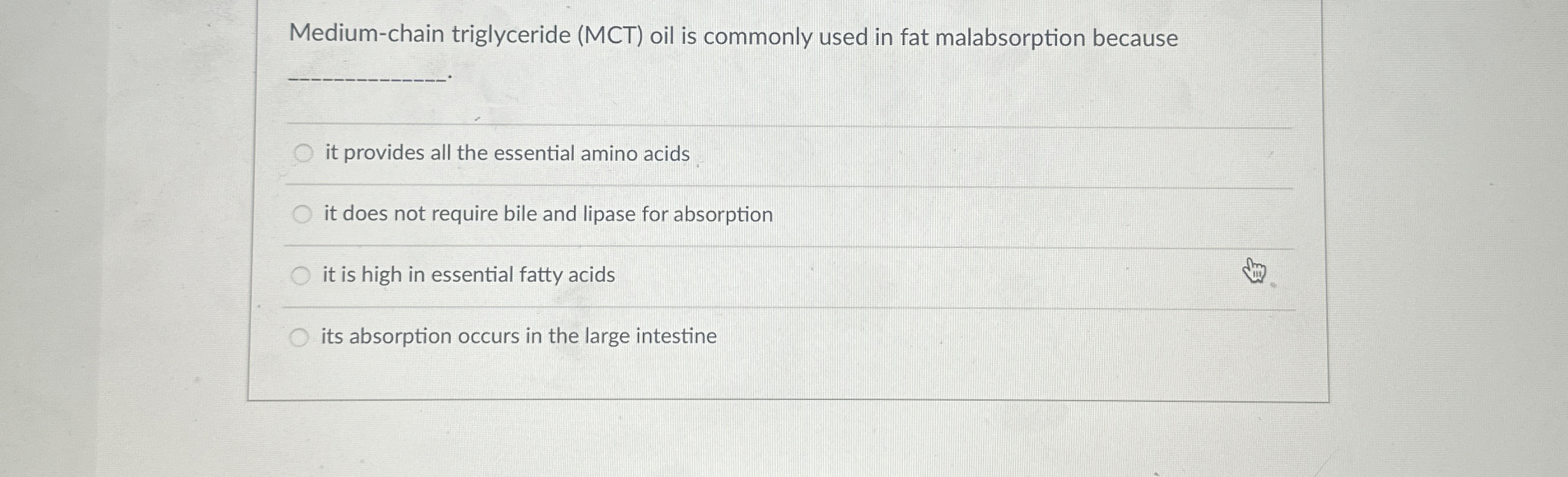 Solved Medium-chain triglyceride (MCT) ﻿oil is commonly used | Chegg.com
