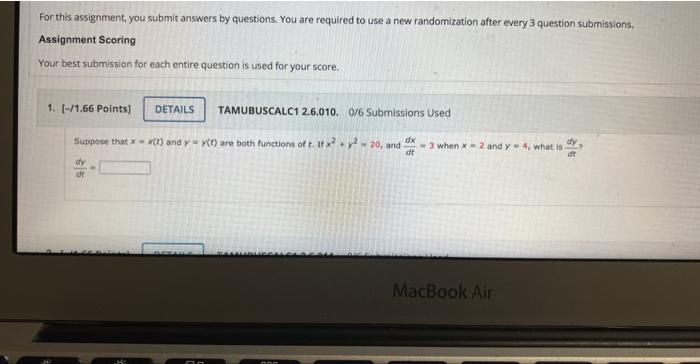 Solved For this assignment, you submit answers by questions. | Chegg.com