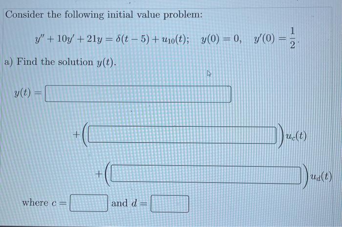 Solved Consider the following initial value problem: | Chegg.com