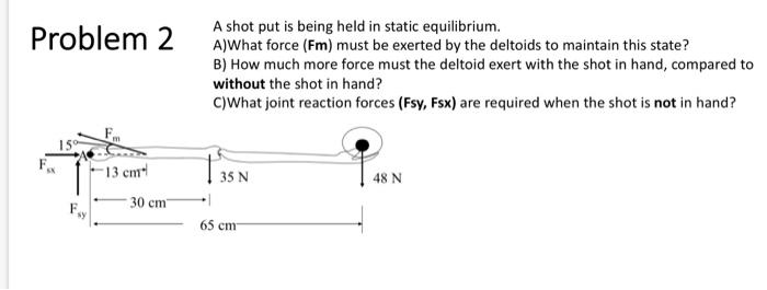 Solved Problem 2 A shot put is being held in static | Chegg.com