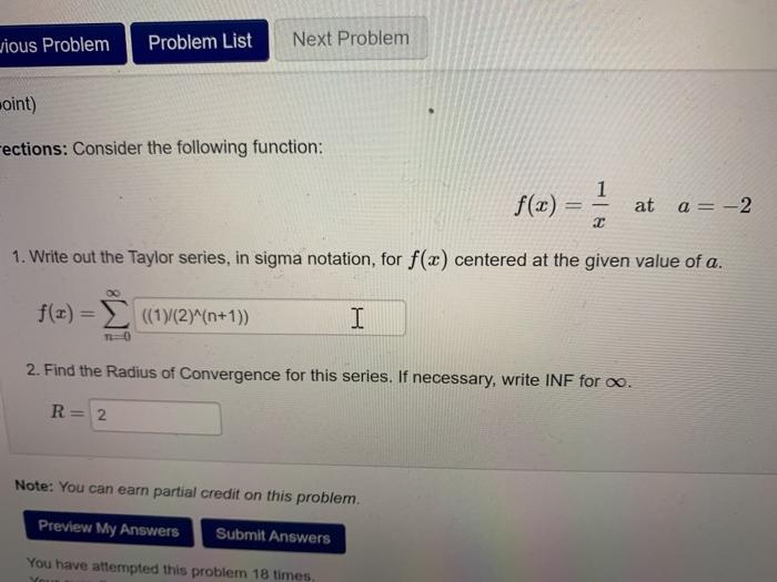Solved vious Problem Problem List Next Problem point) | Chegg.com
