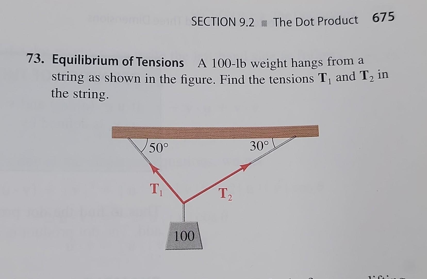Solved 3. Equilibrium of Tensions A 100-lb weight hangs from | Chegg.com