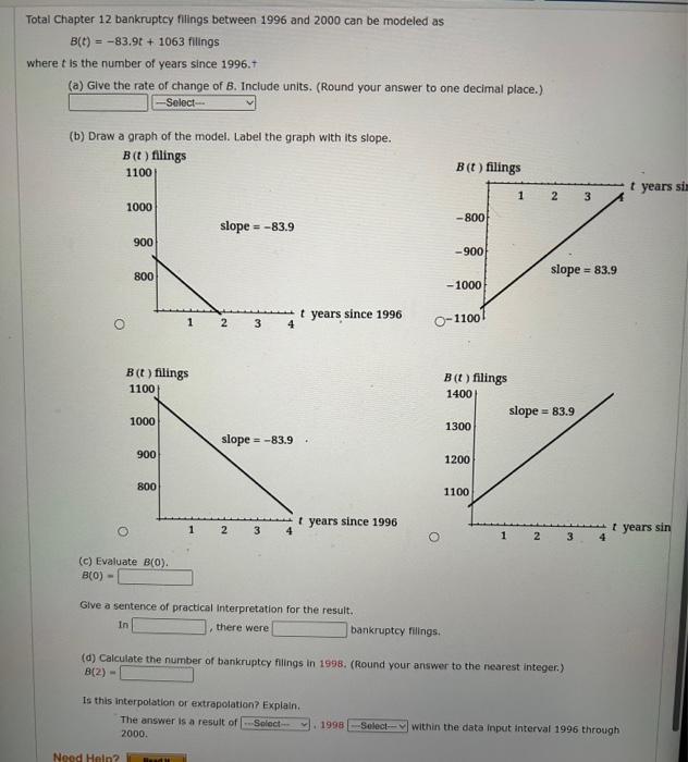 Solved Total Chapter 12 bankruptcy filings between 1996 and | Chegg.com