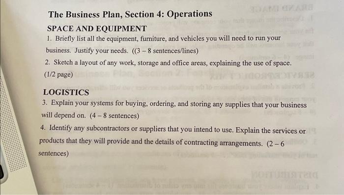 Solved IDAMI KARE adr The Business Plan, Section 4: | Chegg.com