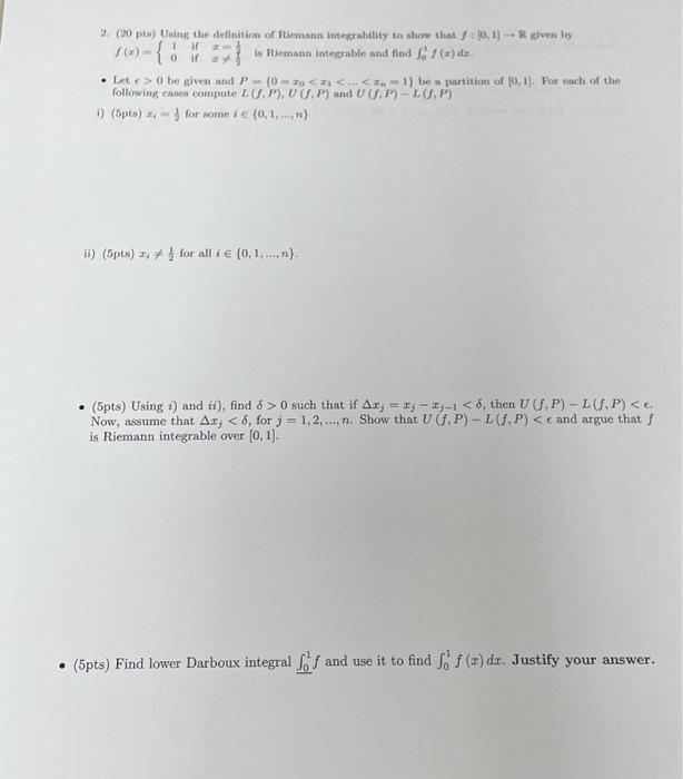 Solved 2. (20 pts) Using the definition of Riemann | Chegg.com