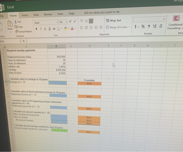 Solved Excel file Home Insert Data Review 5 X Out Arial View | Chegg.com
