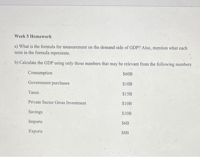 Solved Week 5 Homework a) What is the formula for | Chegg.com