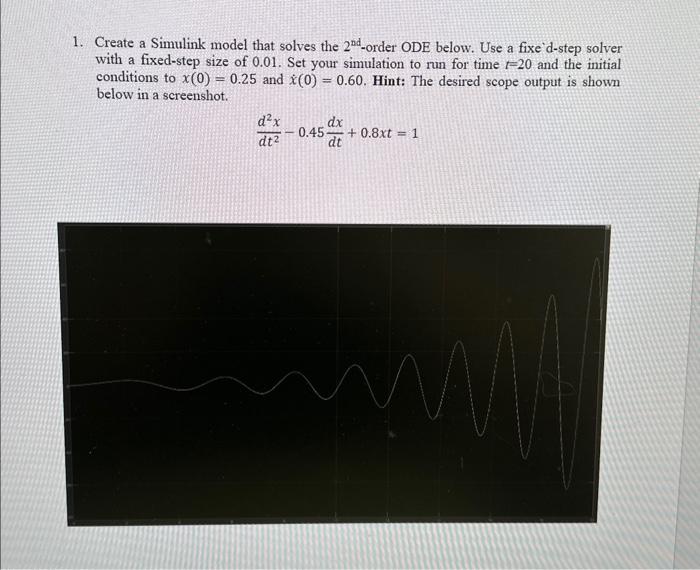 Solved Create a Simulink model that solves the 2nd -order | Chegg.com