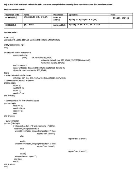 Solved Adfust the VDit testbench code of the Mips processor | Chegg.com