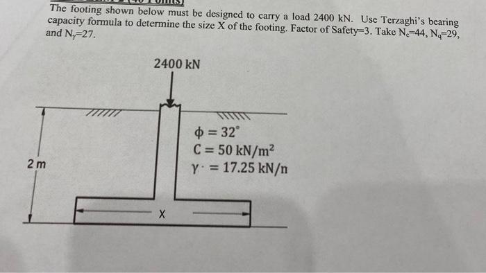 Solved The footing shown below must be designed to carry a | Chegg.com