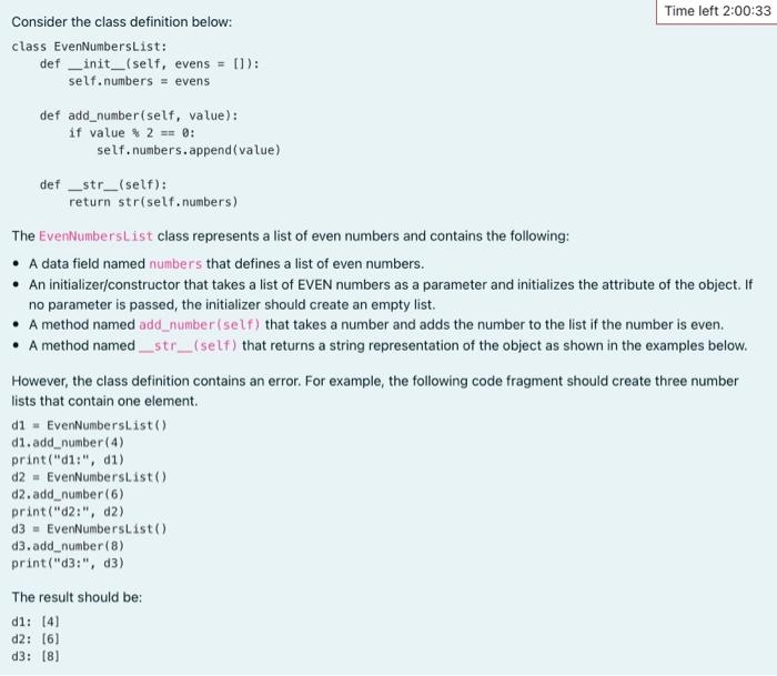 Consider the class definition below: class | Chegg.com
