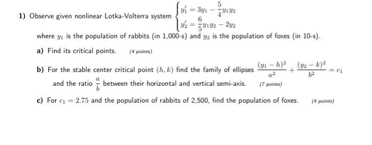 Solved Observe given nonlinear Lotka-Volterra system | Chegg.com