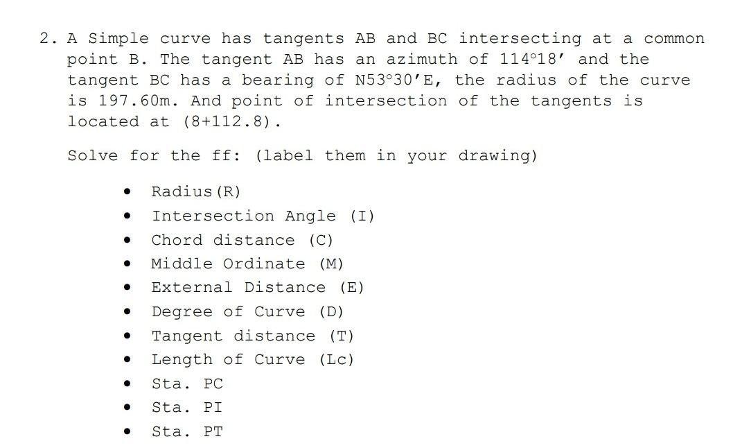 Solved 2. A Simple curve has tangents AB and BC intersecting | Chegg.com