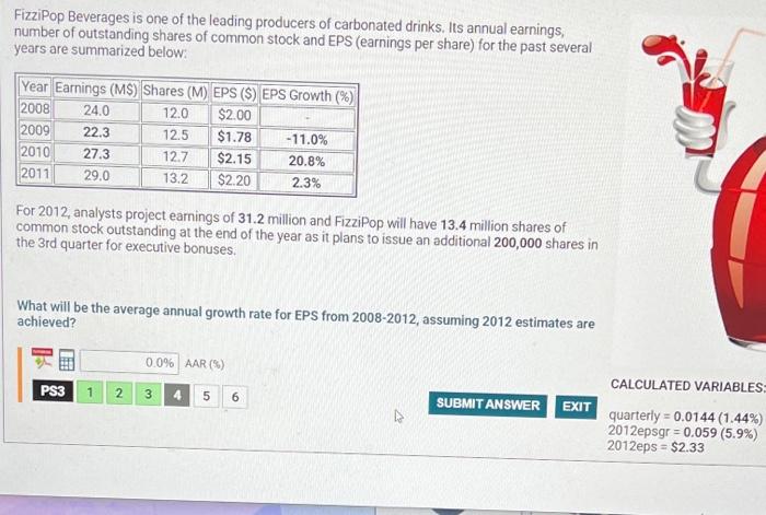 Solved FizziPop Beverages is one of the leading producers of | Chegg.com