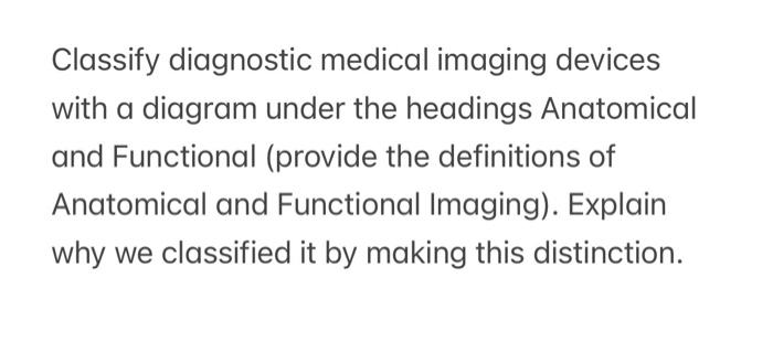 Solved Classify diagnostic medical imaging devices with a | Chegg.com