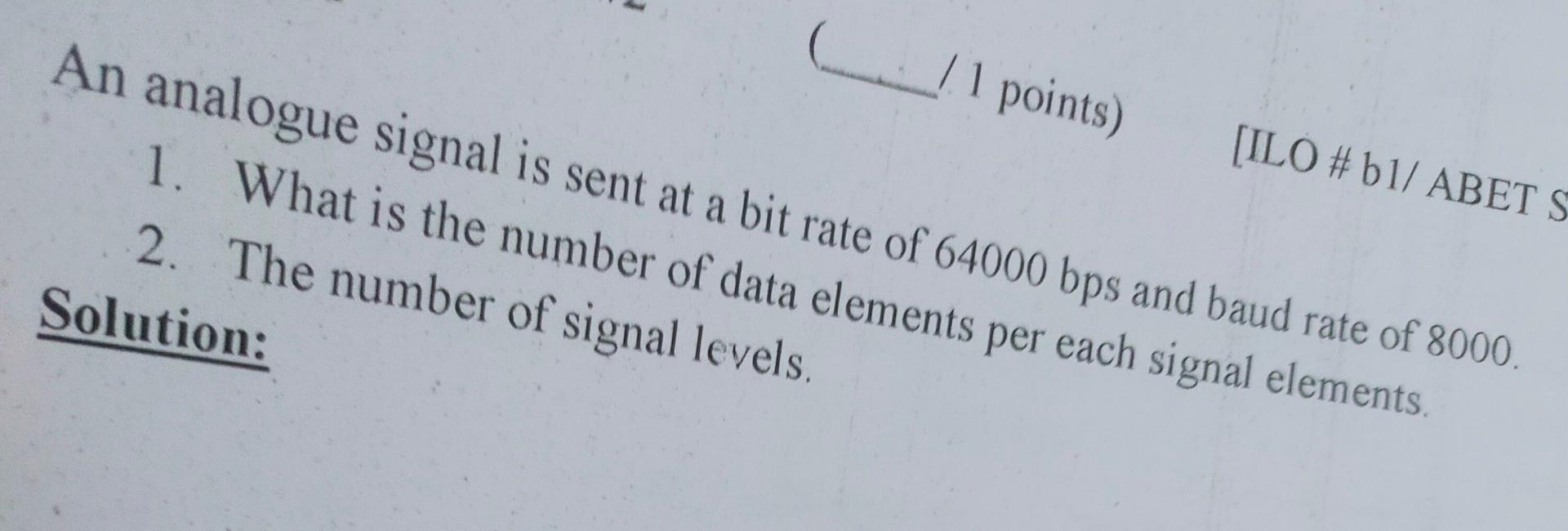 Solved An analogue signal is sent at a bit rate of 64000 bps | Chegg.com