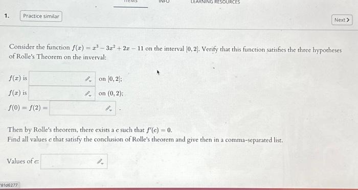 Solved Consider The Function F X X3−3x2 2x−11 On The