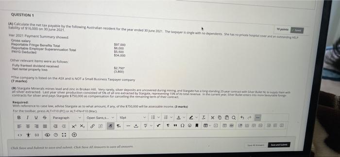 QUESTION 1 (A) Calculate the net tax payable by the | Chegg.com