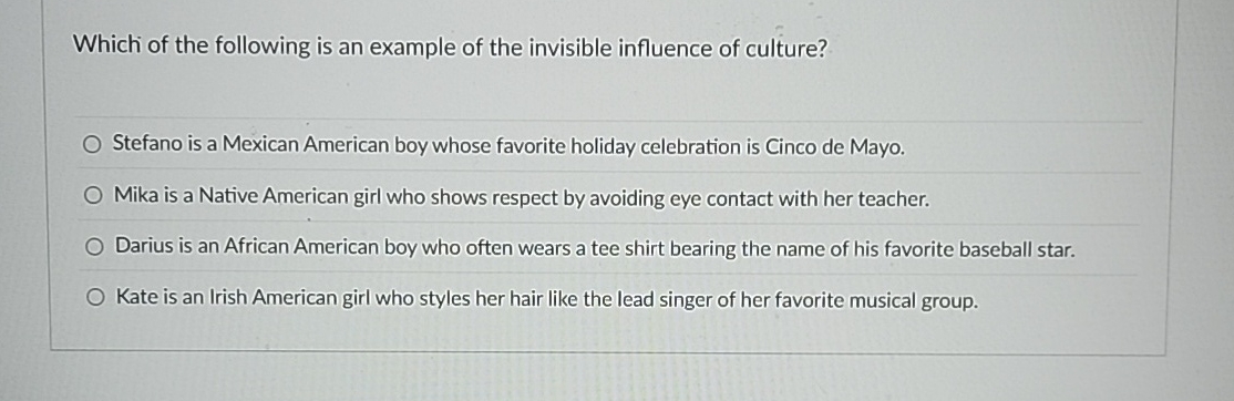 Solved Which of the following is an example of the invisible | Chegg.com