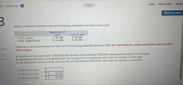 Solved Help Save & Exit Submi Swed er 1 - Exercises Check my | Chegg.com