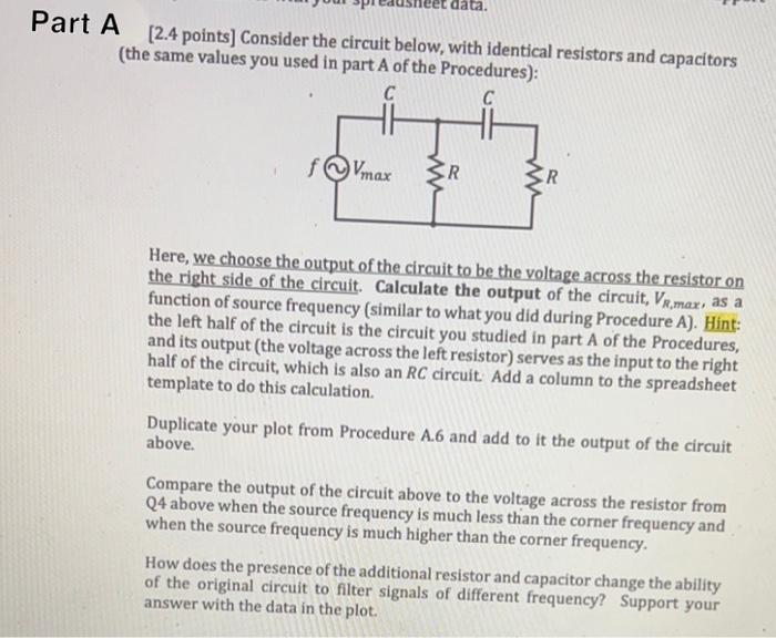 Solved A. AC Series RC Circuit: Maximum voltage across the | Chegg.com