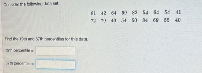 Solved Consider the following data set: Find the 19 th and | Chegg.com