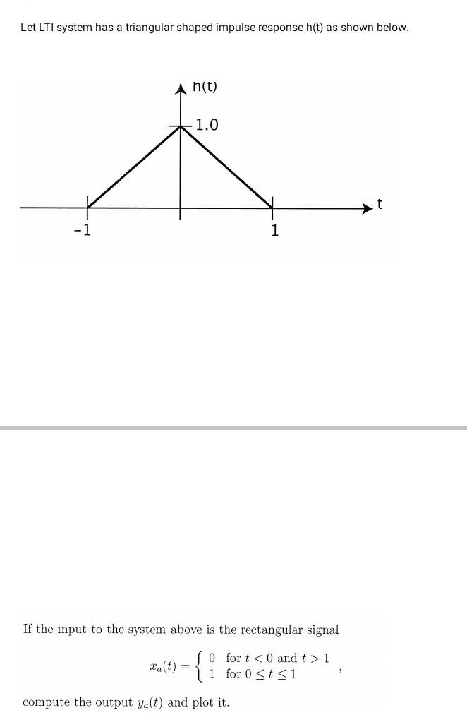 Solved Let LTI system has a triangular shaped impulse | Chegg.com