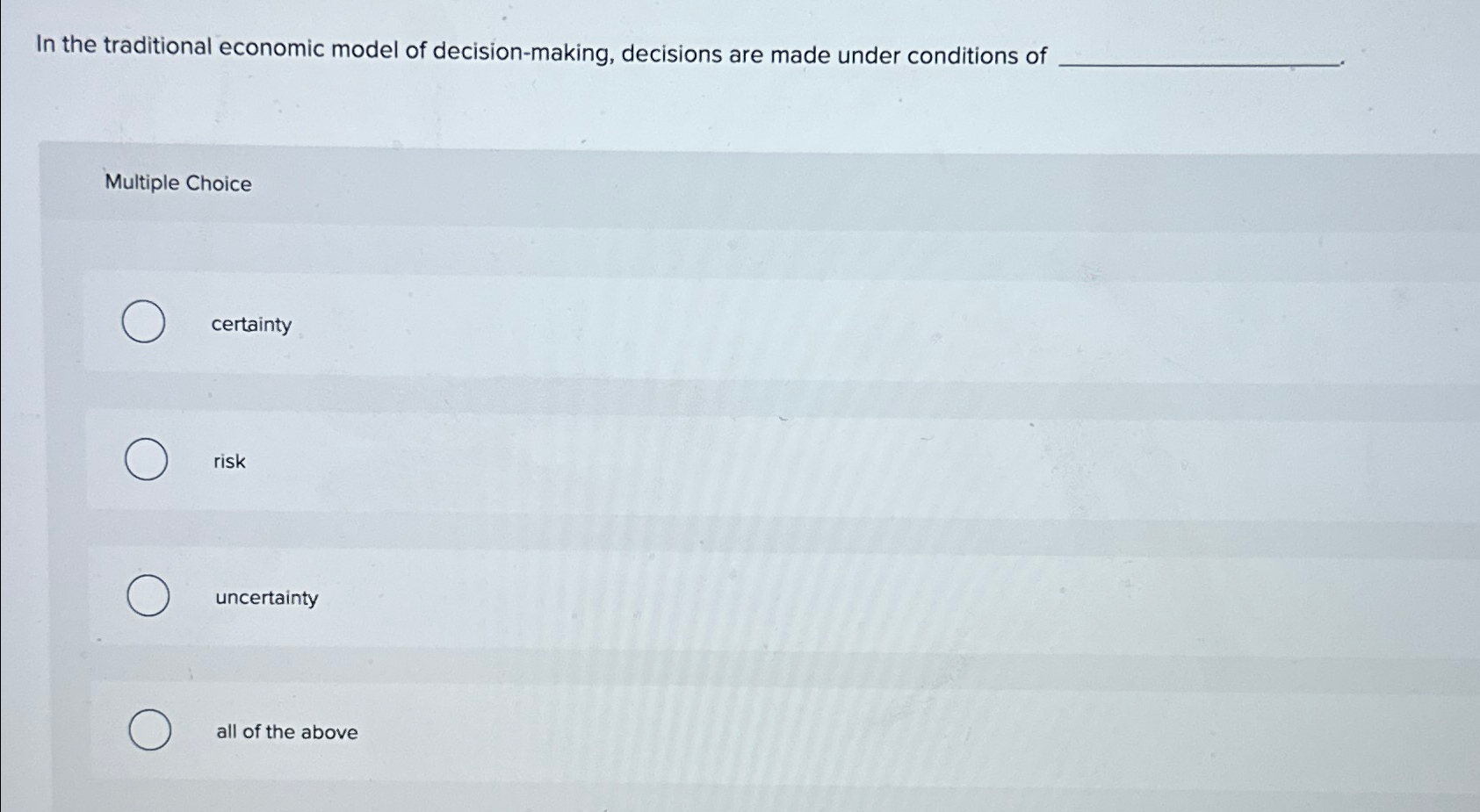 Solved In the traditional economic model of decision-making, | Chegg.com