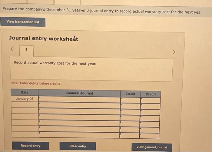 Solved Prepare the December 31 year-end journal entry(les) | Chegg.com