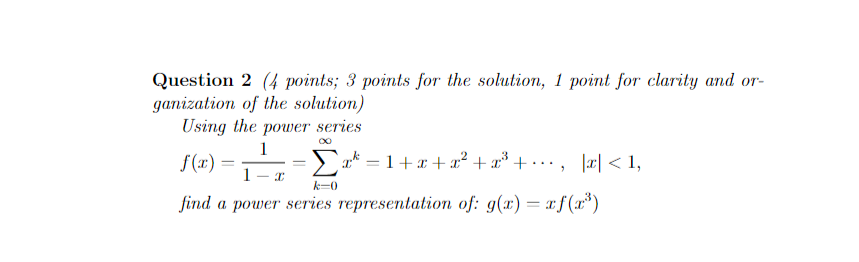 Solved Question 2 (4 ﻿points; 3 ﻿points for the solution, 1 | Chegg.com