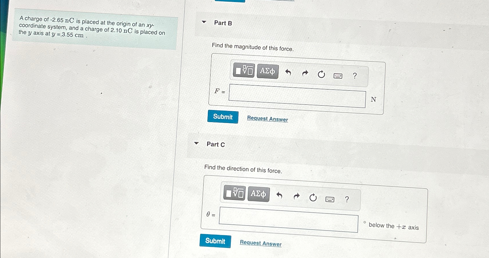 Solved A charge of -2.65nC ﻿is placed at the origin of an xy | Chegg.com