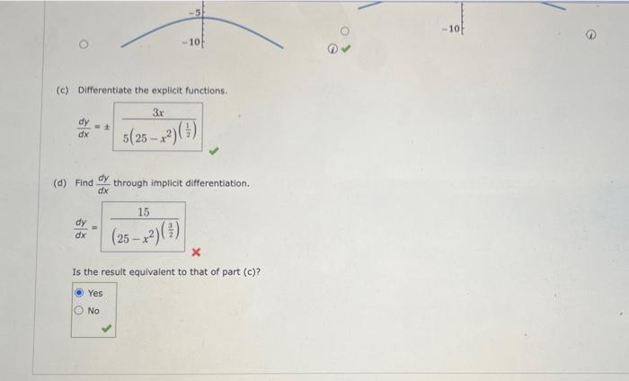 Solved (c) Differentiate the explicit functions. | Chegg.com