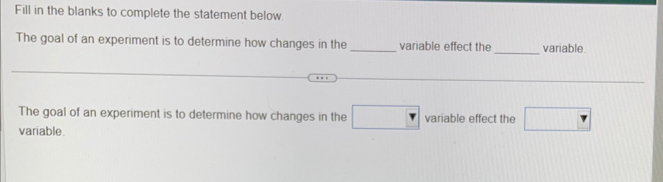 Solved Fill in the blanks to complete the statement | Chegg.com