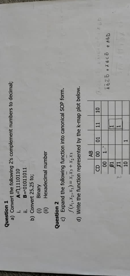 Question 1a) ﻿Convert the following 2's complement | Chegg.com