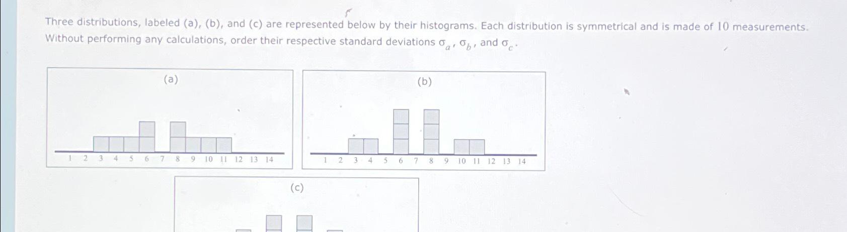 Three distributions, labeled (a), (b), and (c) are | Chegg.com Three distributions, labeled (a), (b), and (c) are | Chegg.com