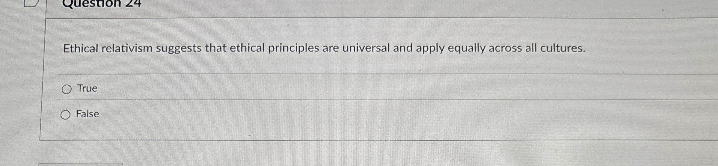 Solved Ethical relativism suggests that ethical principles | Chegg.com