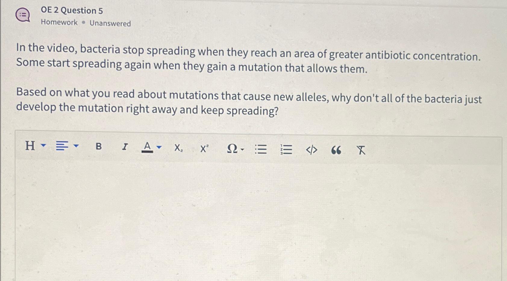Solved OE 2 ﻿Question 5Homework - ﻿UnansweredIn the video, | Chegg.com