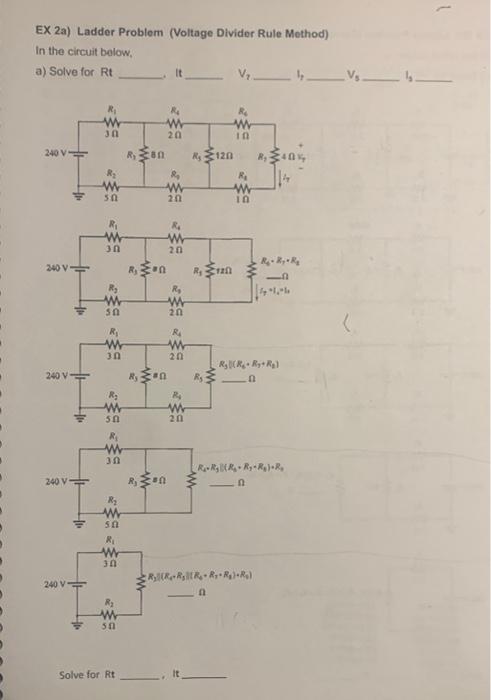 Solved EX 2a) Ladder Problem (Voltage Divider Rule Mothod) | Chegg.com